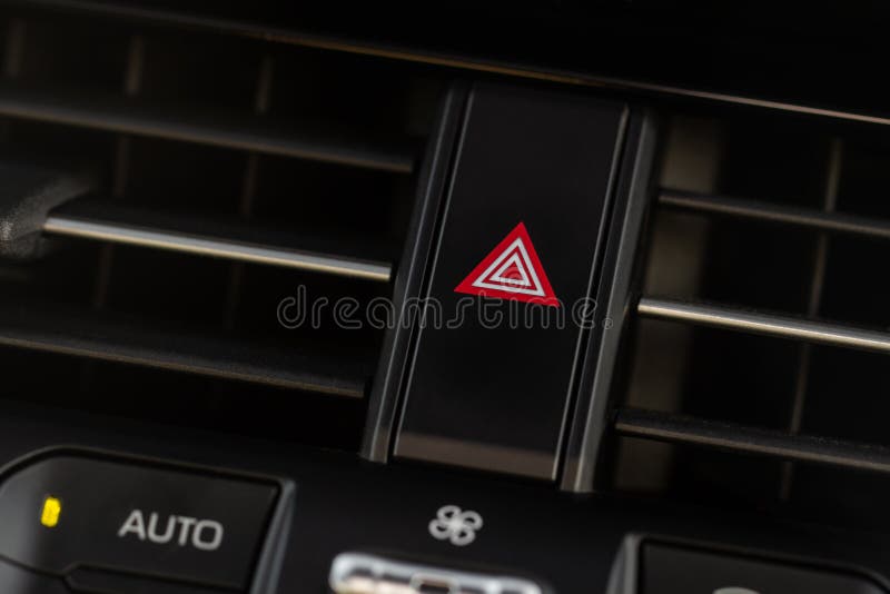 Red Triangle Hazard Light Button on Car Dashboard. Stock Image - Image ...