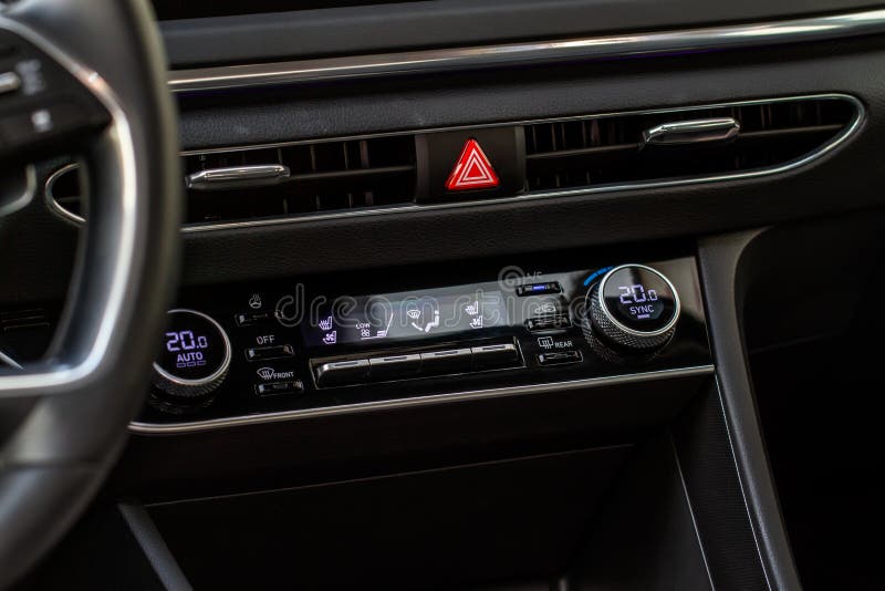 Red Triangle Hazard Light Button on Car Dashboard. Stock Image - Image ...