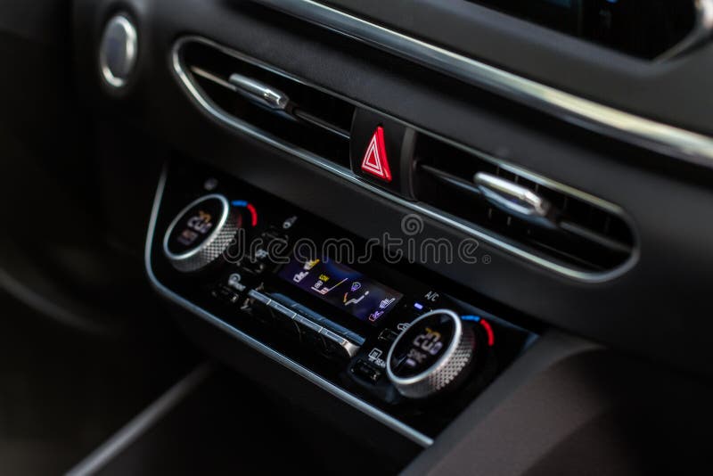 Red Triangle Hazard Light Button on Car Dashboard. Stock Image - Image ...