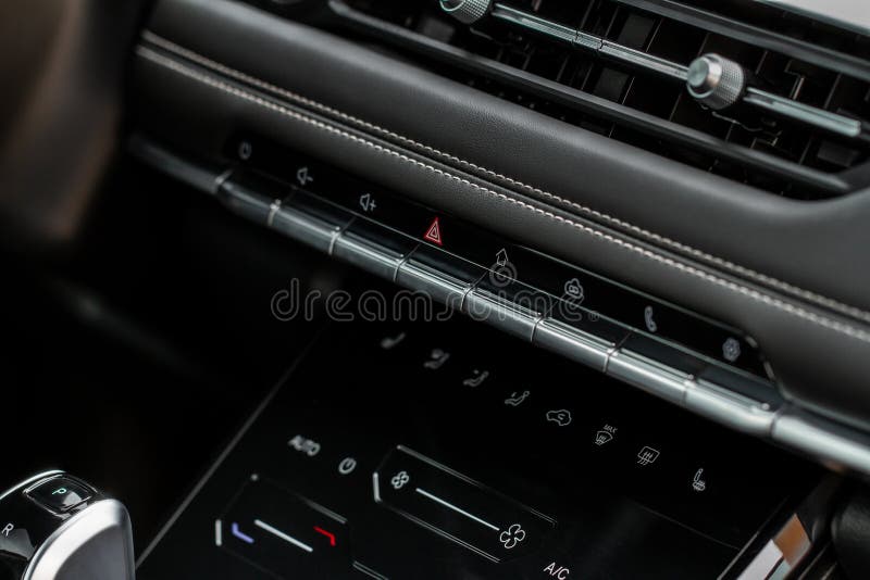 Red Triangle Hazard Light Button on Car Dashboard. Stock Image - Image ...
