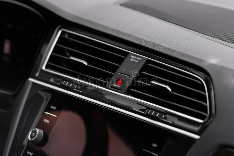 Red Triangle Hazard Light Button on Car Dashboard. Stock Photo - Image ...