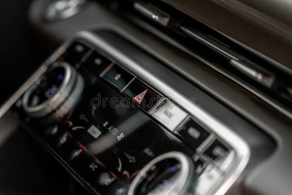Red Triangle Hazard Light Button on Car Dashboard. Stock Photo - Image ...