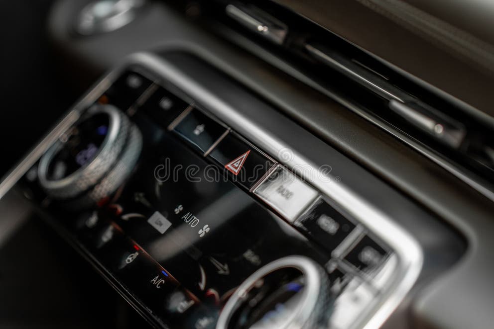 Red Triangle Hazard Light Button on Car Dashboard. Stock Photo - Image ...