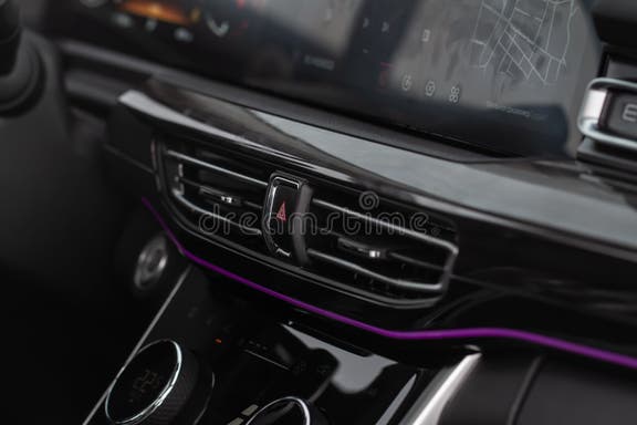 Red Triangle Hazard Light Button on Car Dashboard. Stock Photo - Image ...