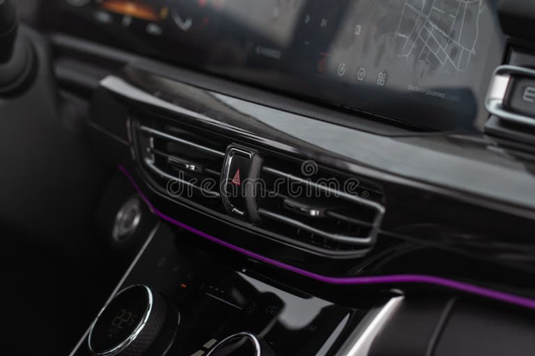 Red Triangle Hazard Light Button on Car Dashboard. Stock Photo - Image ...
