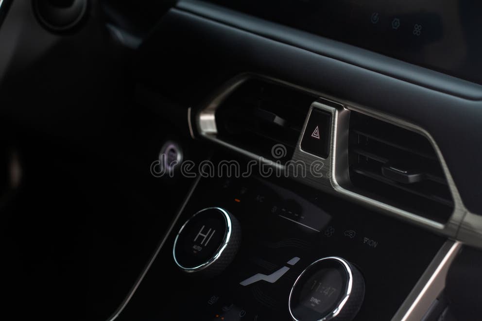 Red Triangle Hazard Light Button on Car Dashboard. Stock Photo - Image ...