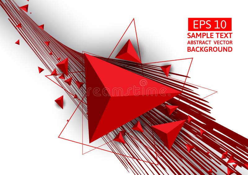 Red Triangle and Line Abstract Vector Background with Copy Space Stock ...