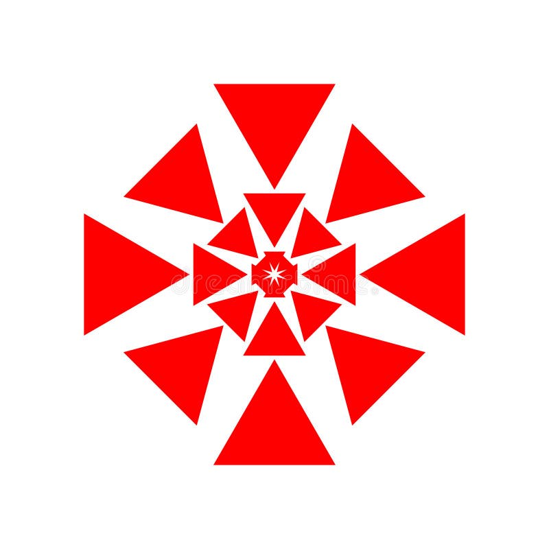 Red Triangle Mandala Vector. Triangle Round Stock Vector - Illustration ...