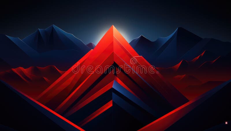 A Red Triangle with a Mountain in the Background. Generative AI Image ...