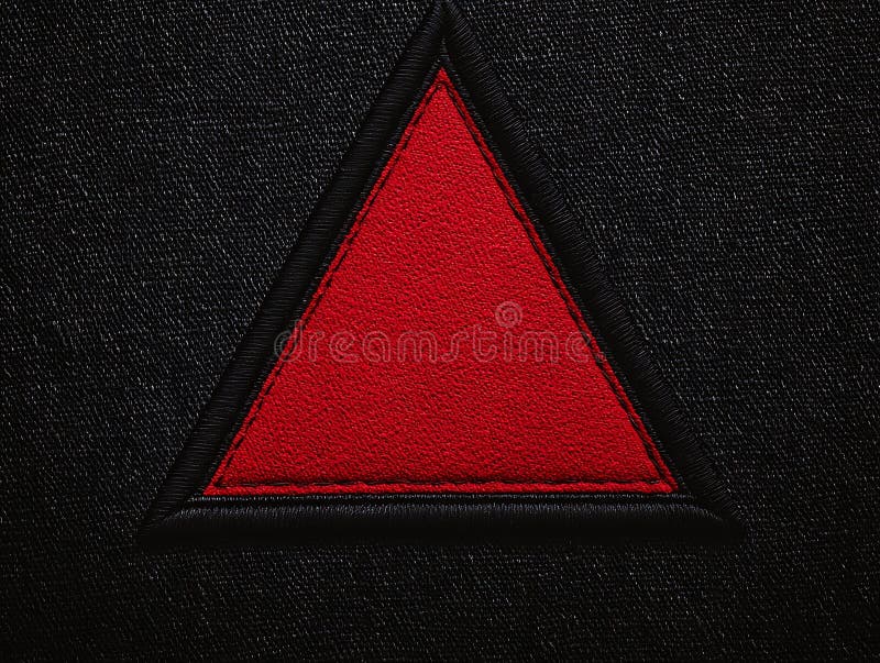 Red Triangle Patch with Black Outline on Dark Fabric Stock Illustration ...