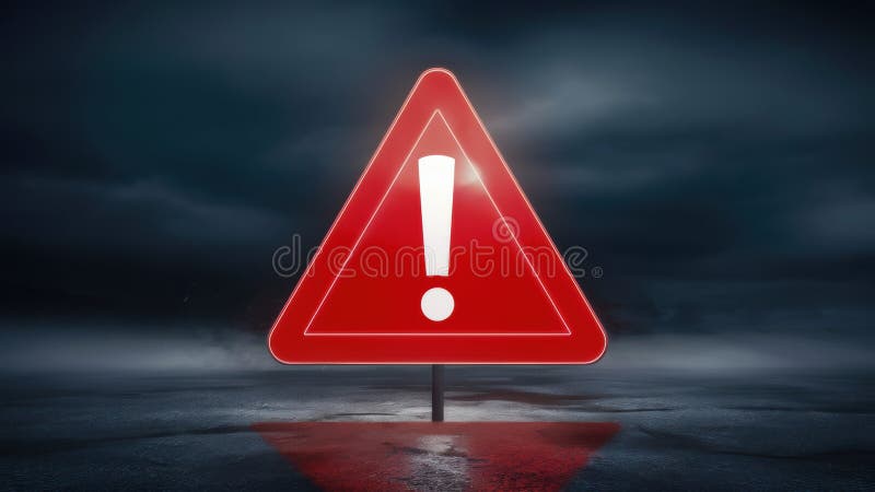 A Red Triangle Sign with an Exclamation Mark on a Dark Background, AI ...