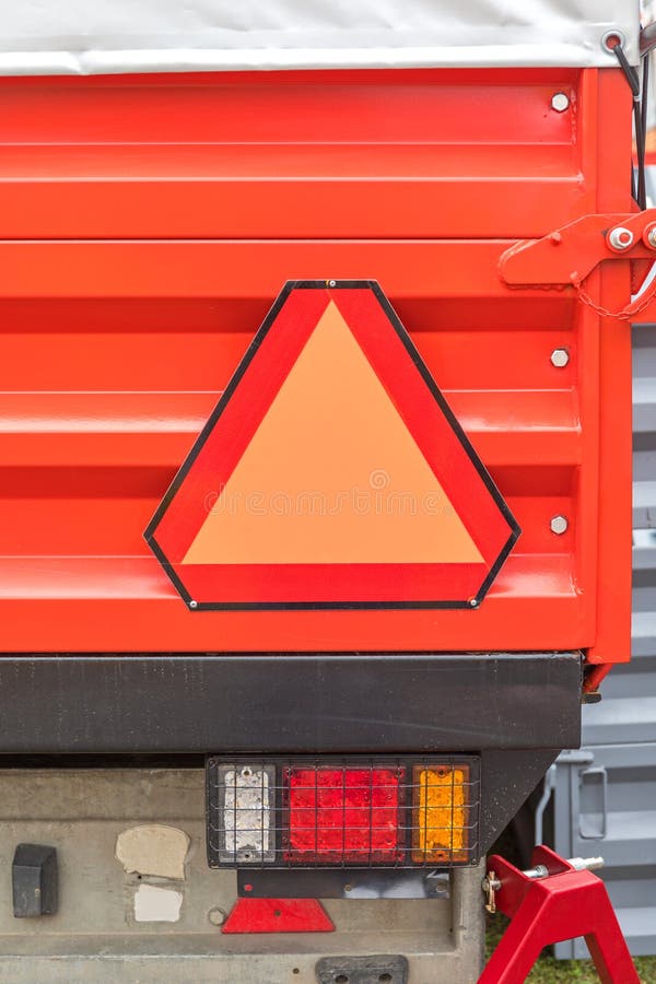 Red Triangle Trailer stock photo. Image of transport - 195724800
