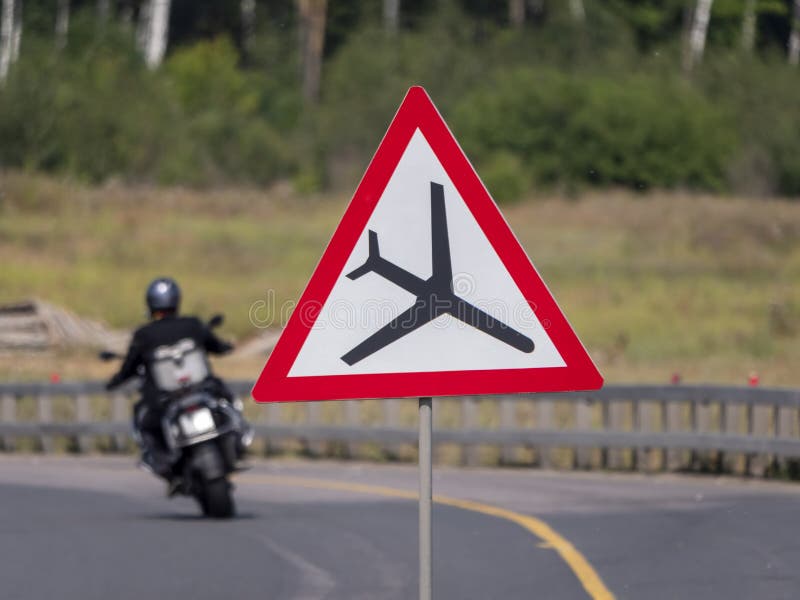Red Triangle Warning Sign Cautioning that this is a Low Flying Aircraft ...