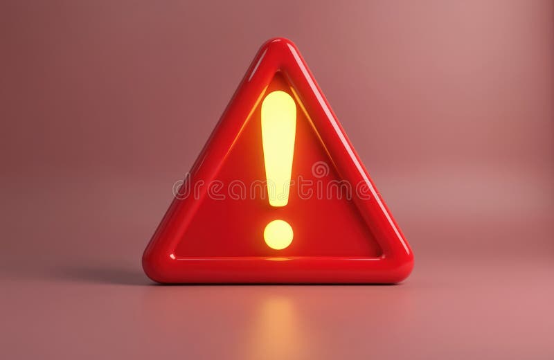 Red Triangle Warning Sign with Exclamation Mark on Pink Background ...