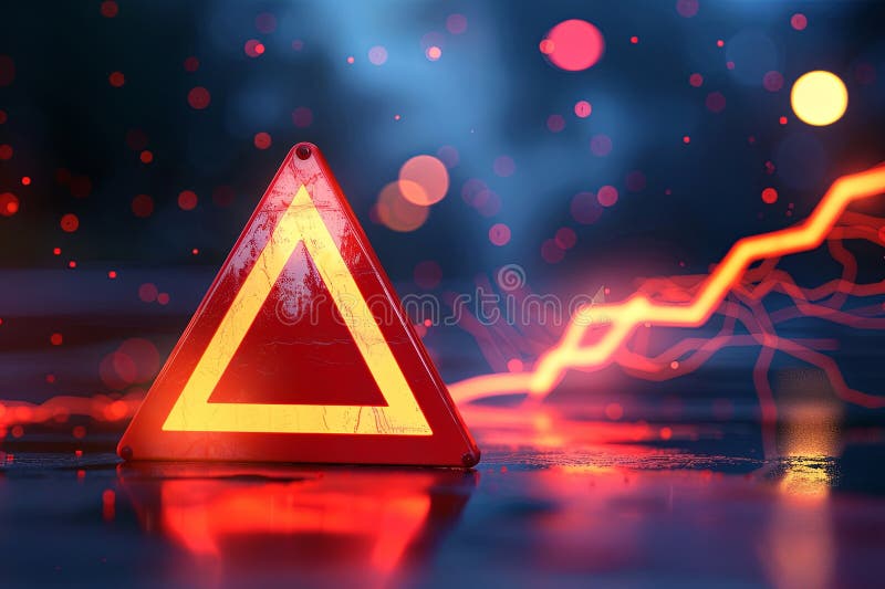 A Red Triangle Warning Sign Positioned on Top of a Wet Floor ...