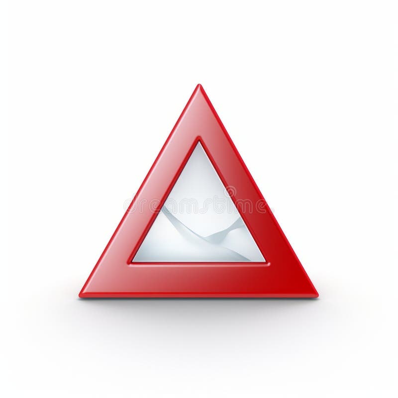 A Red Triangle Warning Sign on a White Background Stock Photo - Image ...