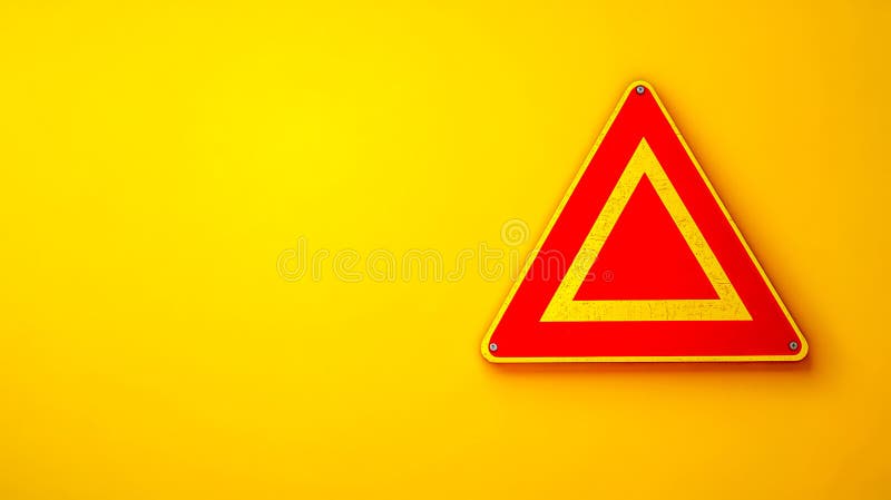 Red Triangle Warning Sign on Yellow Background Representing Hazard ...