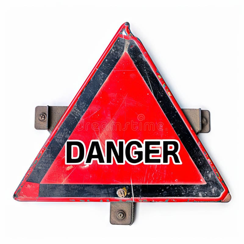 A Red Triangle with the Word Danger on it Stock Photo - Image of black ...