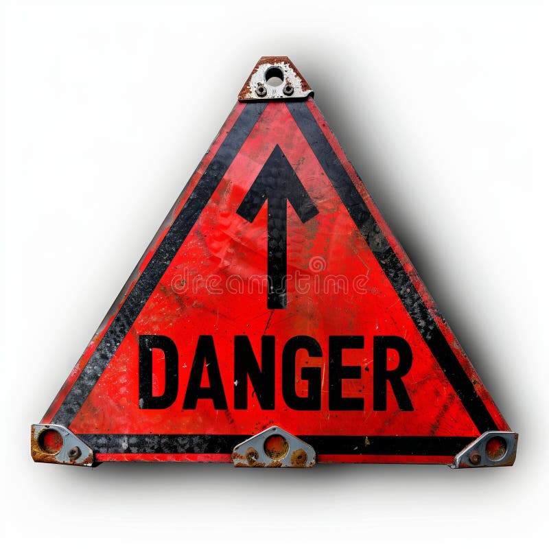 A Red Triangle with the Word Danger on it Stock Image - Image of black ...