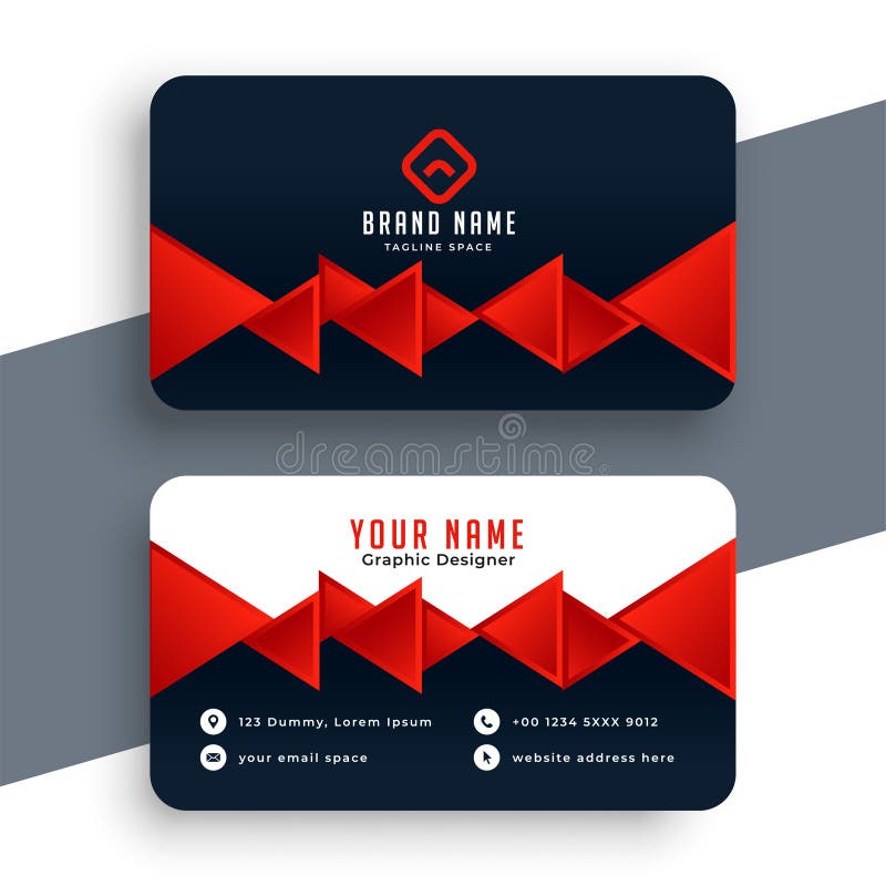 Red Triangles Modern Business Card Template Design Stock Vector ...