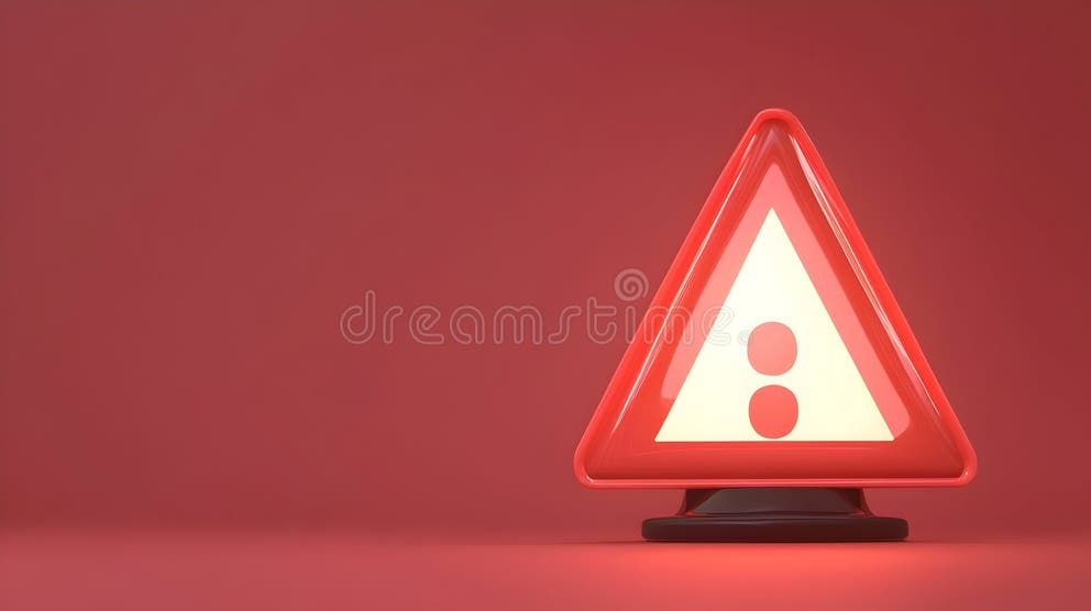 A Red Triangular Caution Sign with an Exclamation Mark is Prominently ...