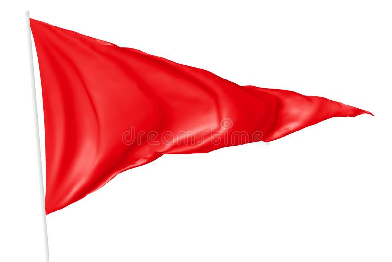 Red Triangular Flag on Flagpole Stock Illustration - Illustration of ...