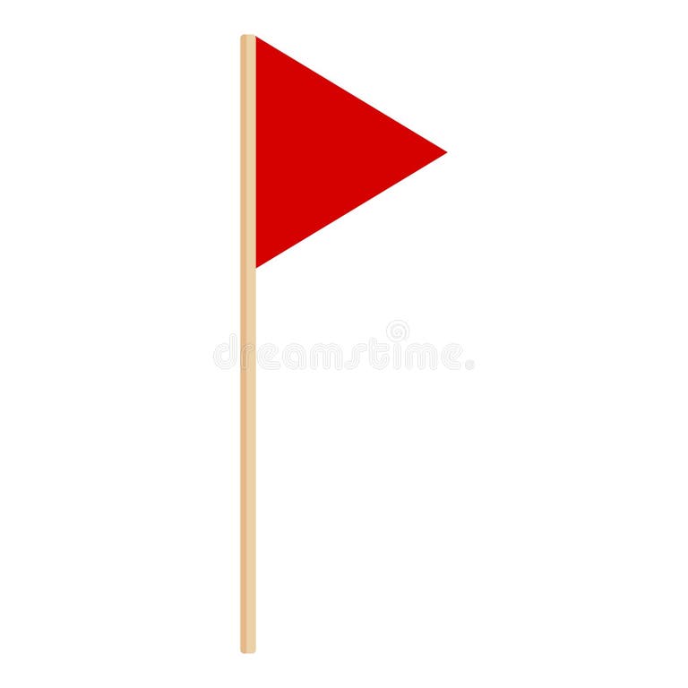 Red Triangular Flag Waving on a Wooden Mast Stock Vector - Illustration of alert, communication ...
