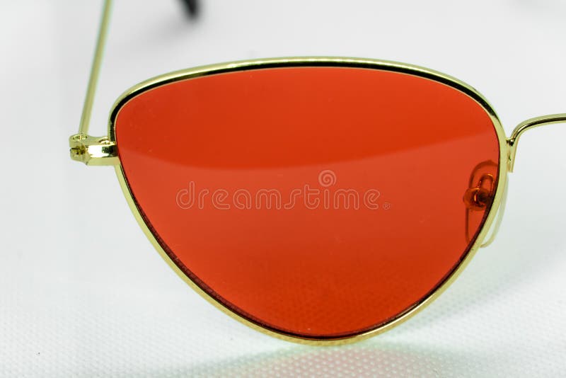 Red Triangular Frame Sunglasses on White Background Stock Image - Image ...