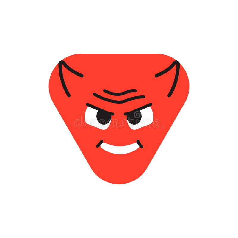 Red Triangular Gloating Character Color Line Icon. Mascot of Emotions ...