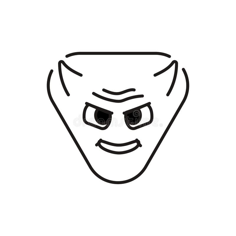 Red Triangular Gloating Character Color Line Icon. Mascot of Emotions ...