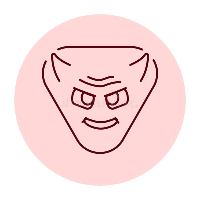 Red Triangular Gloating Character Color Line Icon. Mascot of Emotions ...