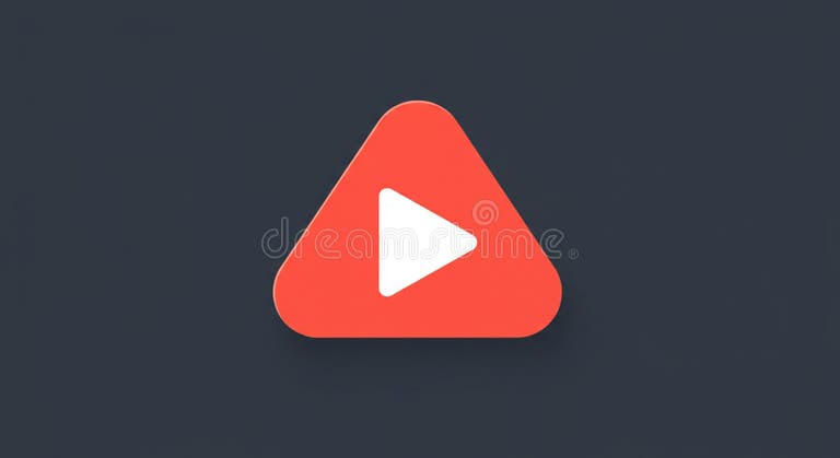 A Red Triangular Icon with Rounded Corners Features a White Play Button ...