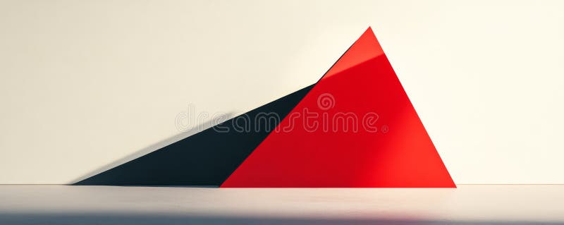 Red Triangular Prism Casting Shadow on Minimalist Background Stock ...