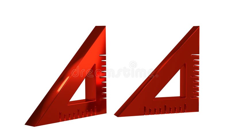 Red Triangular Ruler Icon Isolated on Transparent Background ...