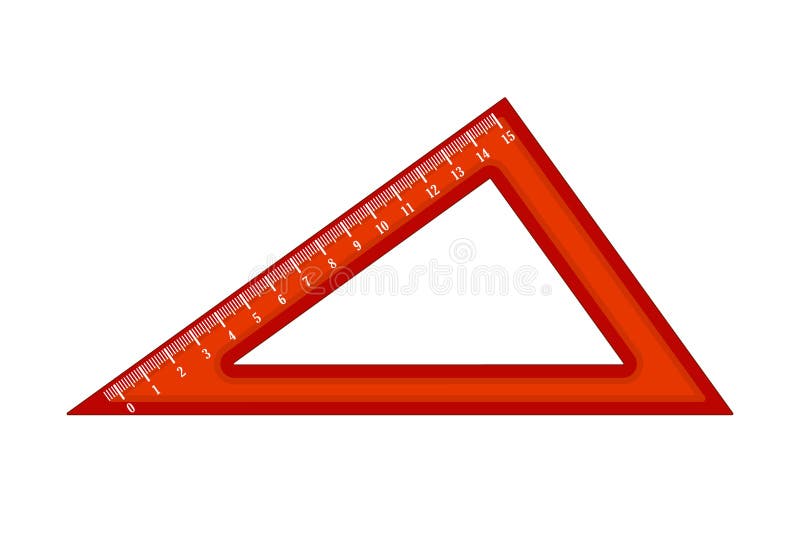 Red Triangular Ruler Isolated on White Background. School Stationery ...
