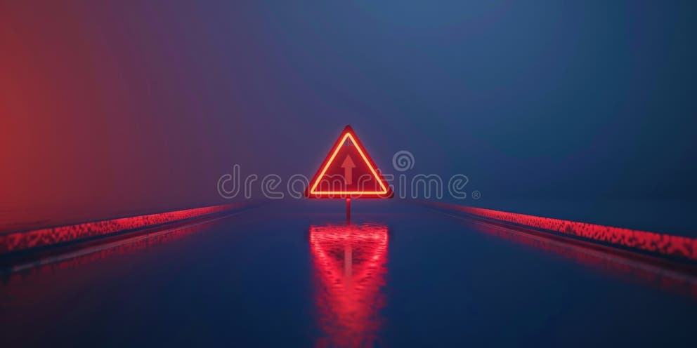 Red Triangular Sign by the Road Stock Image - Image of roadside ...