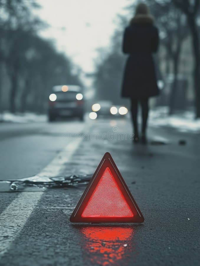 Red Triangular Sign Roadside Stock Image - Image of street, shape ...