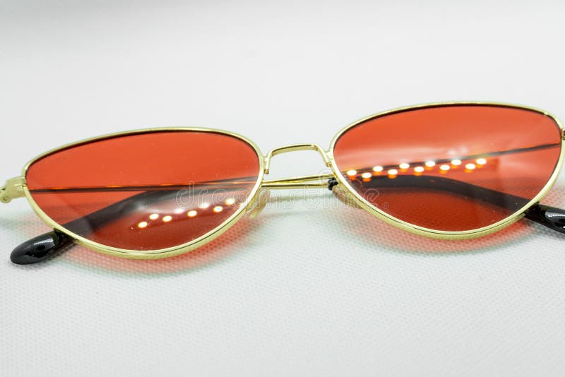Red Triangular Frame Sunglasses on White Background Stock Image - Image ...