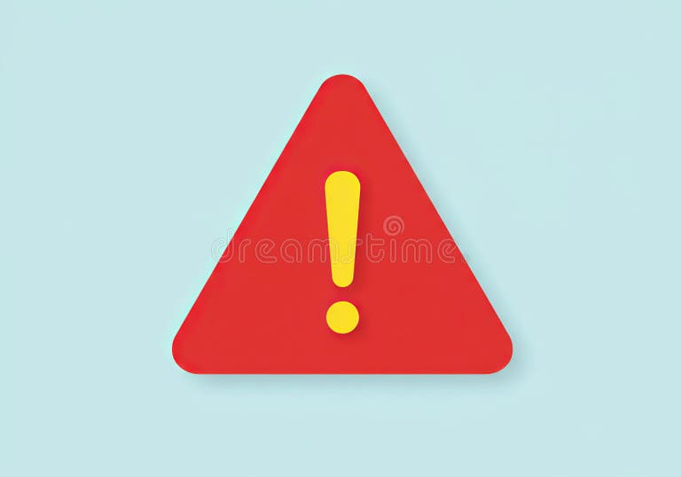 Red Triangular Warning Icon Exclamation Mark Light Blue Caution Stock ...