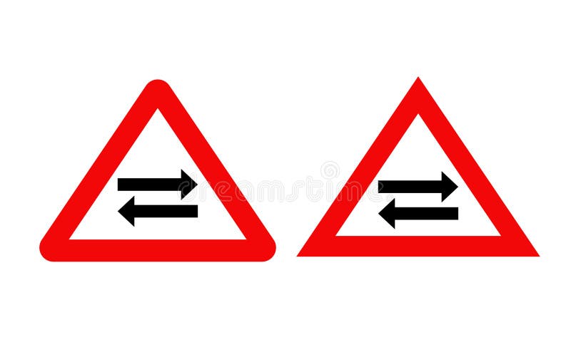 Two-way Traffic Warning Sign Graphic Double-headed Arrows Indicating ...