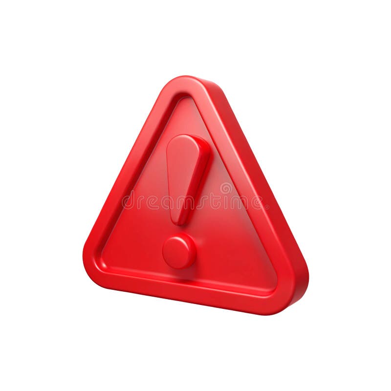 3D Red Warning Sign Icon PNG with Transparent Background Stock ...