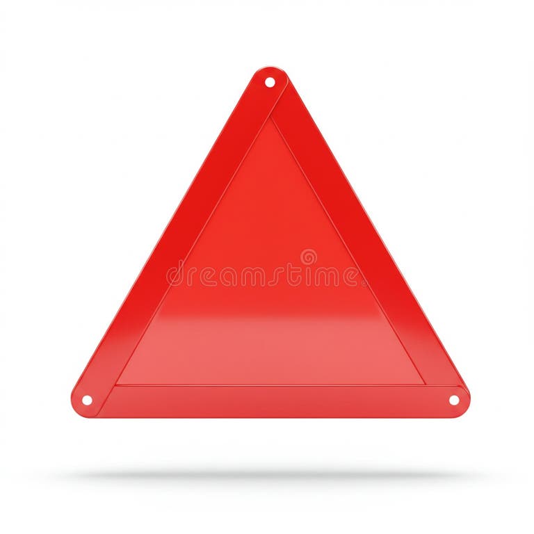 Red Triangular Warning Sign with Rounded Corners. Features Small Holes ...