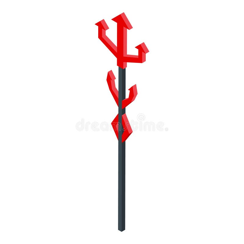 Red Trident Devil Pitchfork Standing on White Background Stock ...