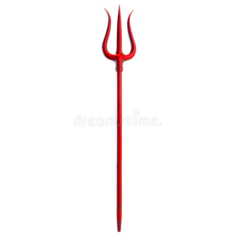 Red Trident Weapon with Three Curved Points Stock Photo - Illustration ...