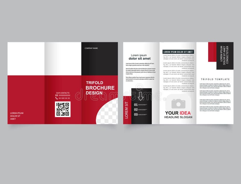 Red Trifold Brochure. Abstract Complex Template, Flyer Stock Vector ...