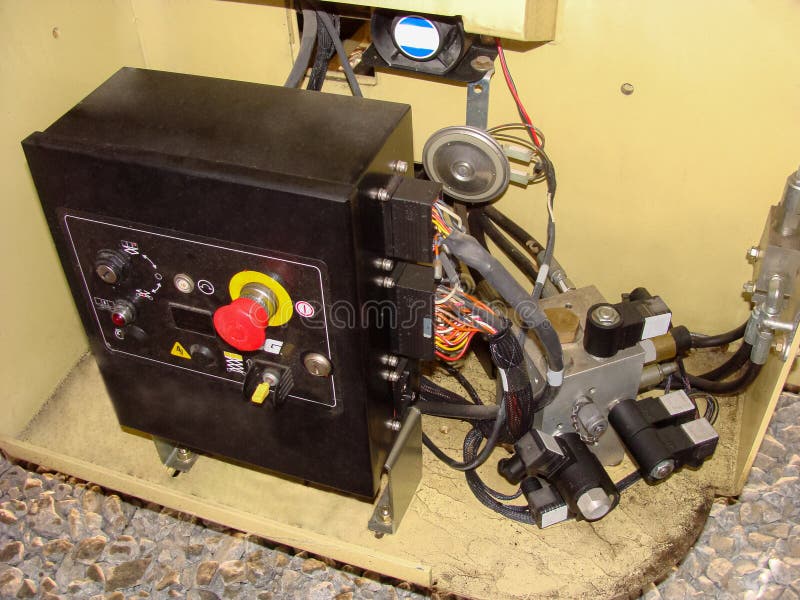 Red Trigger Button. Scissor Lift Control Panel. Rent of Special ...