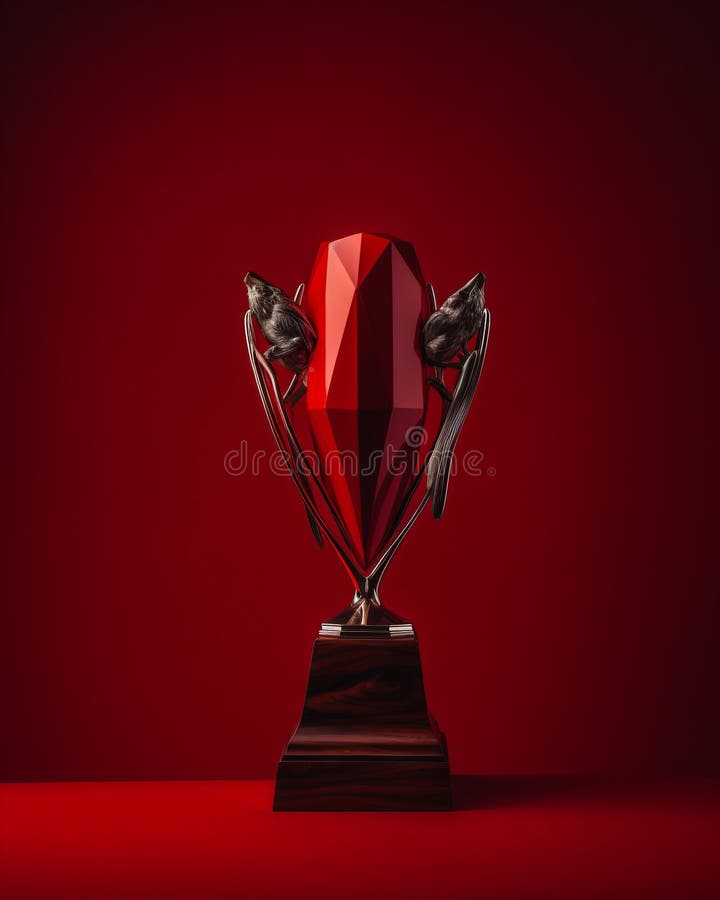 A Red Trophy on a Red Background Stock Illustration - Illustration of ...
