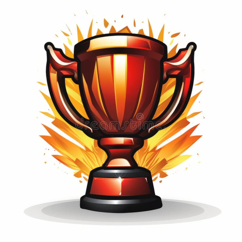 A Red Trophy Cup with Flames Coming Out of it Stock Illustration ...