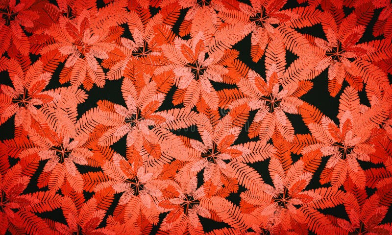 Red Tropical Leaves Pattern on Black Color Background Stock ...