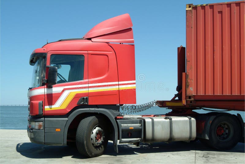 Red truck stock image. Image of fast, isolated, cargo - 1850859